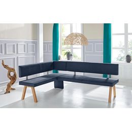 Eckbank Home Affaire "Rio" Sitzbänke Gr. B/H/T: 170 cm x 89 cm x 140 cm, Struktur fein, langer Schenkel rechts, grau (grau blau) Eckbänke