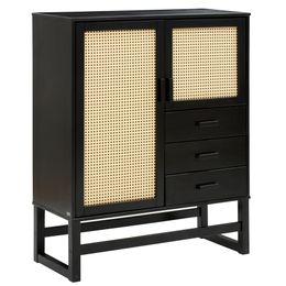 Highboard Home Affaire Sideboards Gr. B/H/T: 90 cm x 110 cm x 38 cm, 3, schwarz (schwarz, natur) Highboards