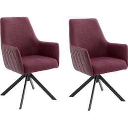 4-Fußstuhl MCA furniture "Reynosa" Stühle Gr. B/H/T: 60 cm x 92 cm x 65 cm, 2 St., Metall, rot (merlot, schwarz matt lackiert) 4-Fuß-Stühle