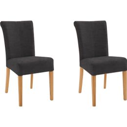 4-Fußstuhl Home Affaire "Barcelona" Stühle Gr. B/H/T: 47 cm x 94 cm x 60 cm, 2 St., Microfaser, Stuhlbeine aus Massivholz, schwarz (schwarz (arizona 4420), eiche massivholz) 4-Fuß-Stühle