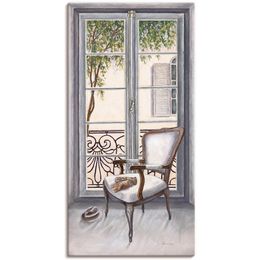 Wandbild Artland "Sessel vor einem Fenster" Bilder Gr. B/H: 75 cm x 150 cm, Leinwandbild Innenarchitektur Hochformat, 1 St., weiß Kunstdrucke als Alubild, Outdoorbild, Leinwandbild, Poster, Wandaufkleber