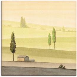 Wandbild Artland "Landschaft in Grün II" Bilder Gr. B/H: 100 cm x 100 cm, Leinwandbild Wiesen & Bäume, 1 St., grün Kunstdrucke