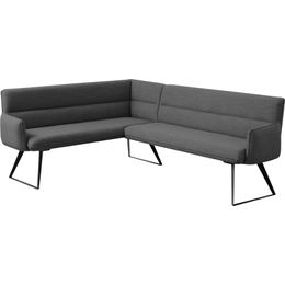 Eckbank Home Affaire "Preston" Sitzbänke Gr. B/H/T: 227 cm x 88 cm x 178 cm, Struktur 1, langer Schenkel rechts, schwarz (obsidian (capulet 4009), schwarz) Eckbänke