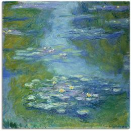 Wandbild Artland "Seerosen. 1907" Bilder Gr. B/H: 100 cm x 100 cm, Leinwandbild Blumen, 1 St., blau Kunstdrucke