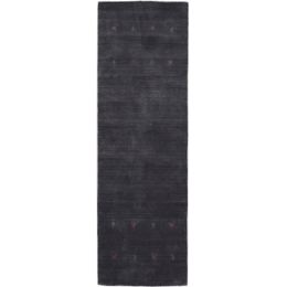 Wollteppich CarpetFine "Gabbeh Uni" Teppiche Gr. B/L: 60 cm x 180 cm, 15 mm, 1 St., grau Orientalische Muster