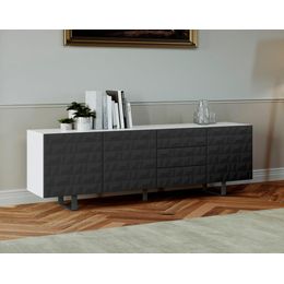 Sideboard DIVENTA Sideboards Gr. B/H/T: 220 cm x 67 cm x 45 cm, schwarz-weiß (weiß schwarz) Sideboards