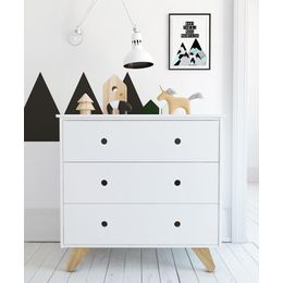 Lüttenhütt Schubkastenkommode LÜTTENHÜTT "Dolidoo" Sideboards Gr. B/H/T: 95 cm x 90 cm x 50 cm, 3, weiß (weiß, natur) Schubladenkommoden