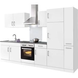 Küchenzeile KOCHSTATION "KS-Toronto" Komplettküchen-Sets Gr. B/H/T: 300 cm x 200 cm x 60 cm, weiß (küche: weiß, anthrazit, front: arbeitsplatte: weiß) Küchenzeilen mit Elektrogeräte