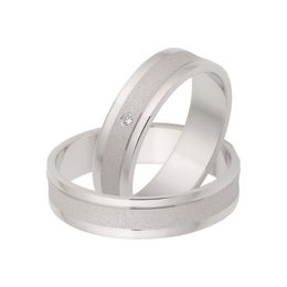 Trauring Firetti "Schmuck Geschenk Hochzeit Ehering "LIEBE"" Fingerringe Gr. 21, mit Zirkonia, Silber 925 (Sterlingsilber), 5 mm, silberfarben (silberfarben, kristallweiß) Trauringe