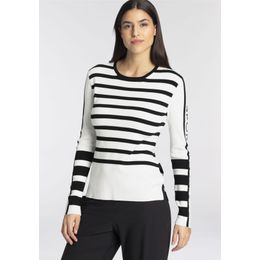 Rundhalspullover Sportalm KITZBÜHEL Gr. 38, schwarz-weiß (weiß schwarz gestreift) Damen Pullover Rundhalspullover