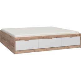 FORTE Stauraumbett Vankka, mit Schubladen, beige