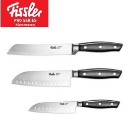 Fissler Messer-Set Profi Santoku Messer 13cm+16cm & Brotmesser 18cm 3 Tlg