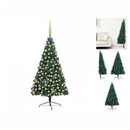 vidaXL Künstlicher Weihnachtsbaum Künstlicher Halber Weihnachtsbaum mit LEDs Schmuck Grün 210 cm