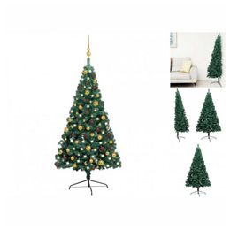 vidaXL Künstlicher Weihnachtsbaum Künstlicher Halber Weihnachtsbaum mit LEDs Schmuck Grün 120 cm