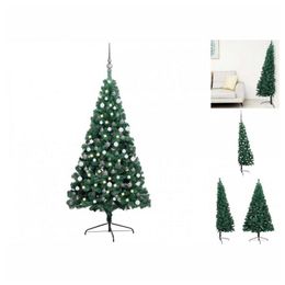 vidaXL Künstlicher Weihnachtsbaum Künstlicher Halber Weihnachtsbaum mit LEDs Kugeln Grün 210 cm