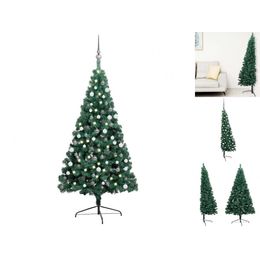 vidaXL Künstlicher Weihnachtsbaum Künstlicher Halber Weihnachtsbaum mit LEDs Kugeln Grün 120 cm