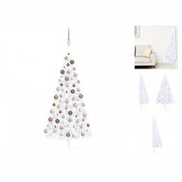 vidaXL Künstlicher Weihnachtsbaum Künstlicher Halber Weihnachtsbaum mit LEDs Kugeln Weiß 180 cm