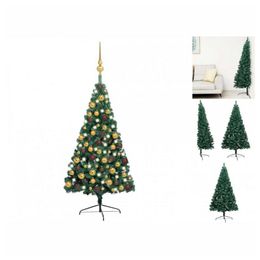 vidaXL Künstlicher Weihnachtsbaum Künstlicher Halber Weihnachtsbaum mit LEDs Schmuck Grün 150 cm