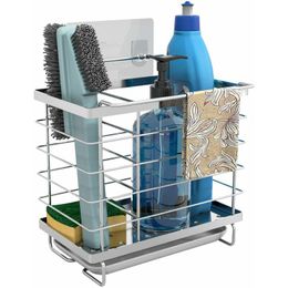 Intirilife - praktische Spülenablage Reinigungskorb Badhalterung in Silber zum Aufbewahren und Organisieren von Putzmitteln und Küchenutensilien