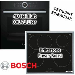 Herdset Bosch Einbaubackofen Serie 8 mit Induktionskochfeld PowerBoost autark, 60 cm