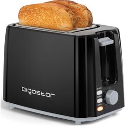 Toaster,7 Einstellbare Bräunungsstufe + Auftau- & Aufwärmfunktion,2 Breite Toastschlitze,750W, Sandwichtoaster Schwarz - Aigostar