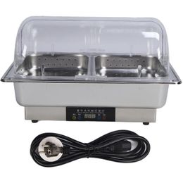 Elektrischer Buffetwrmer, Server, Temperaturanzeige, transparente Abdeckung, Chafing Dish, Buffet-Set, 2 Tabletts, 9 l, EU-Stecker, 220 v - Eosnow