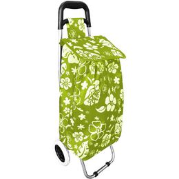 INDA-EXCLUSIV Einkaufstrolley mit Rädern + Blumenmotiv + Rädern-DYW52626-Lime-var
