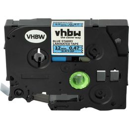 vhbw - Schriftband-Kassette kompatibel mit Brother pt 2100VP, 2100, 2030AD, 2030VP, 210, 210E, 2110 Etiketten-Drucker 12mm Schwarz auf Blau (Glitter)