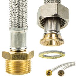 Edelstahl Verlängerungsschlauch 1,00 m x 3/4 Zoll dn 13 - für Wasch- und Spülmaschinen, dvgw - tecuro