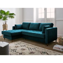 Anna – ecksofa mit schlaffunktion– mit bettkasten – 4-sitzer – zeitgenössischer stil – links - entenblau