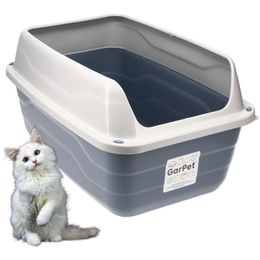Garpet - xxl Extra hohe Katzentoilette offene Katzenklo mit hohem Rand Jumbo Schalentoilette groß ohne Deckel hygenisch Katzen wc