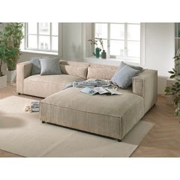 Ela– 4-sitzer ecksofa rechts – cordsamt – 4-sitzer – moderner stil - beige