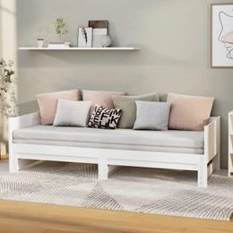 MAISONCHIC Ausziehbares Tagesbett Doppelbett Bett für Schlafzimmer Weiß Massivholz Kiefer 2x(80x200) cm DE30891