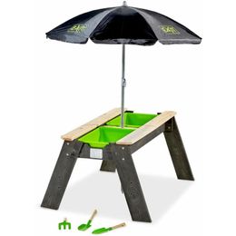EXIT Aksent Sand- und Wassertisch mit Sonnenschirm und Gartenwerkzeugen - Grau