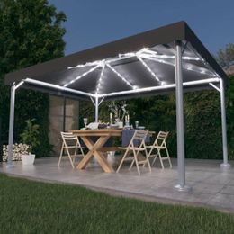 Pavillon Pop-Up, Gartenpavillon, Pagodenzelt, Faltpavillon mit LED-Lichterkette 400x300 cm Anthrazit Aluminium KLI12552 MAISONCHIC