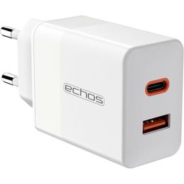 Echos - 33W Dualport usb-c + usb-a Schnellladegerät QC3.0, pd und pps Sehr breite Kompatibilität Kompatibel mit Apple iPhone 12/13/14, Samsung Galaxy