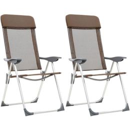 Bonnevie - Klappbare Campingstühle 2 Stk. Aluminium Braun vidaXL320374