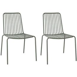 Sweeek - 2er Set stapelbare Gartenstühle aus Stahl - Salbeigrün