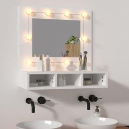 Bad-Hängeschränke,LED-Spiegelschrank,Badezimmerschrank Weiß 60x31,5x62 cm -BNC21632 - Weiß