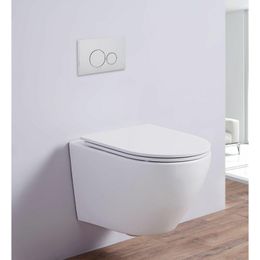 Glasdeals Spülrandloses Wand-WC inkl. Soft-Close Sitz WHR-6071 (matt-weiß) - matt-weiß