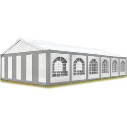 Hochwertiges Partyzelt 6x12 m Pavillon Zelt pe Plane 450 n Gartenzelt Festzelt Bierzelt Wasserdicht grau-weiß - grau-weiß