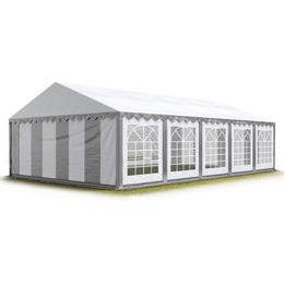 Toolport Party-Zelt Festzelt 4x10 m Garten-Pavillon -Zelt pvc Plane 700 n in grau-weiß Wasserdicht - grau-weiß