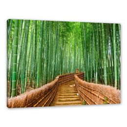 Pixxprint Leinwandbild Kyoto Japan Bambuswald