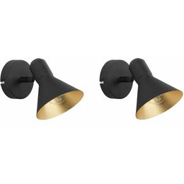 Beliani Wandleuchte Schwarz und Gold Metall 2er Set verstallbar Trichterform Industrie Look Moderne Deckenleuchte - Gold