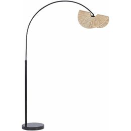 Beliani Stehlampe Natürlich Papierschirm 189 cm 1-Flammig Glühbirnen-Design Gefaltete Optik Rund Langes Kabel Boho Wohnzimmer Esszimmer Beleuchtung