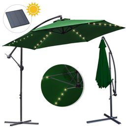 300cm Sonnenschirm led Solar Marktschirm Ampelschirm Gartenschirm Neigbar Pendelschirm,Grün - Grün