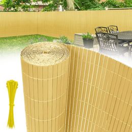 Aufun - pvc Sichtschutzmatte für Sichtschutzzaun 160x300cm - mit Standard Kabelbindern, Bambus Windschutz für Garten, Balkon und Terrasse, Interne