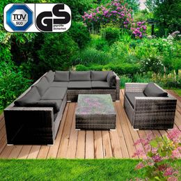 Gartenmöbel Lounge Sofa Couch Set Harmony Grau Poly-Rattan für 5 Personen - Brast