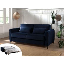 Owen – 3-sitzer sofa mit schlaffunktion – express-öffnung – tägliches schlafen – cordsamt - nachtblau - Nachtblau