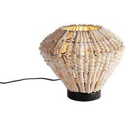 Qazqa - Orientalische Tischlampe beige mit Perlen - Moti - Beige